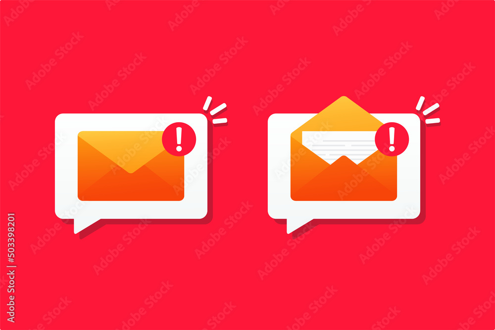 Email warning exclamation symbol. Vector illusration Stock Vector ...