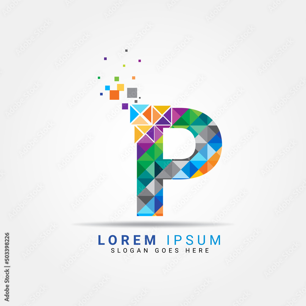 Letter P geometric logo design template with perfect combination of ...