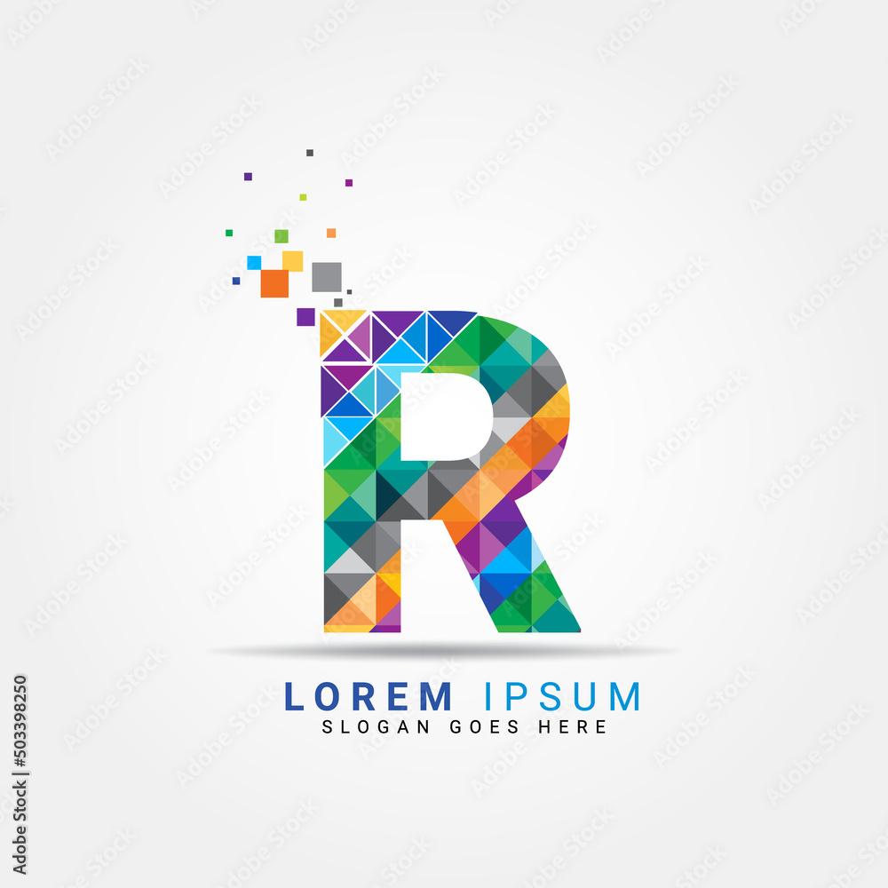 Letter R geometric logo design template with perfect combination of ...