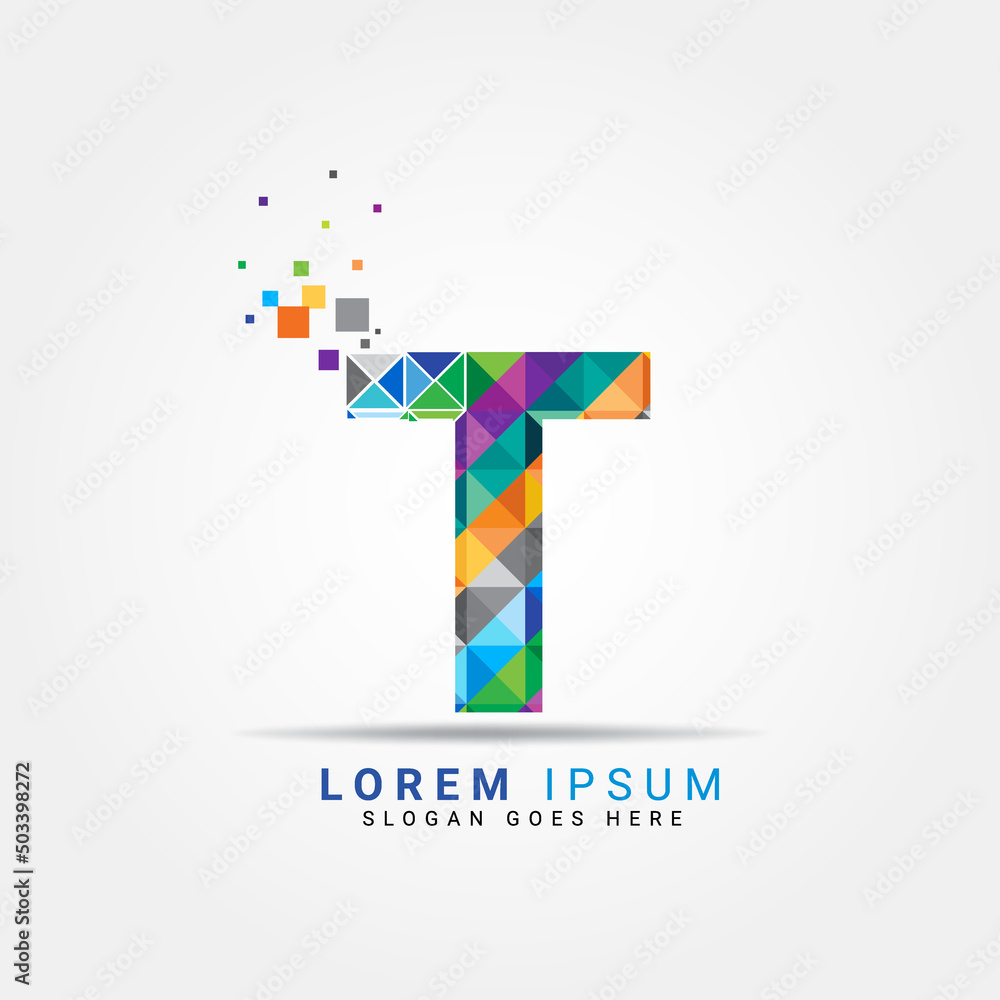 Letter T geometric logo design template with perfect combination of ...