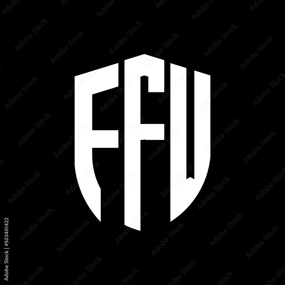 FFW letter logo design. FFW modern letter logo with black background ...