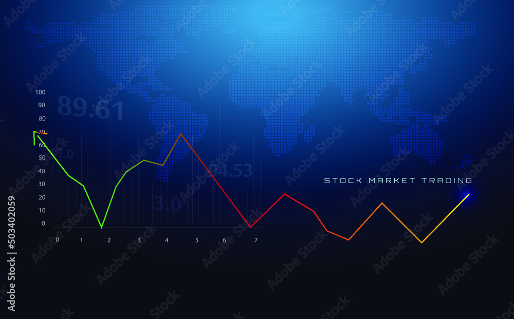Stock market chart on world map background. Forex trading graph in ...