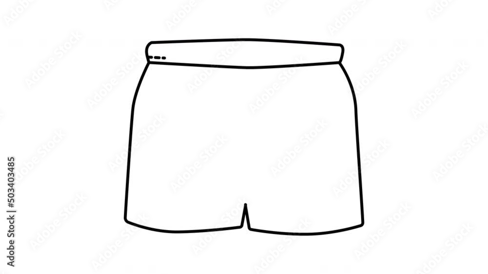 Men's underwear, skivvies, underpants self drawing animation. Outline ...