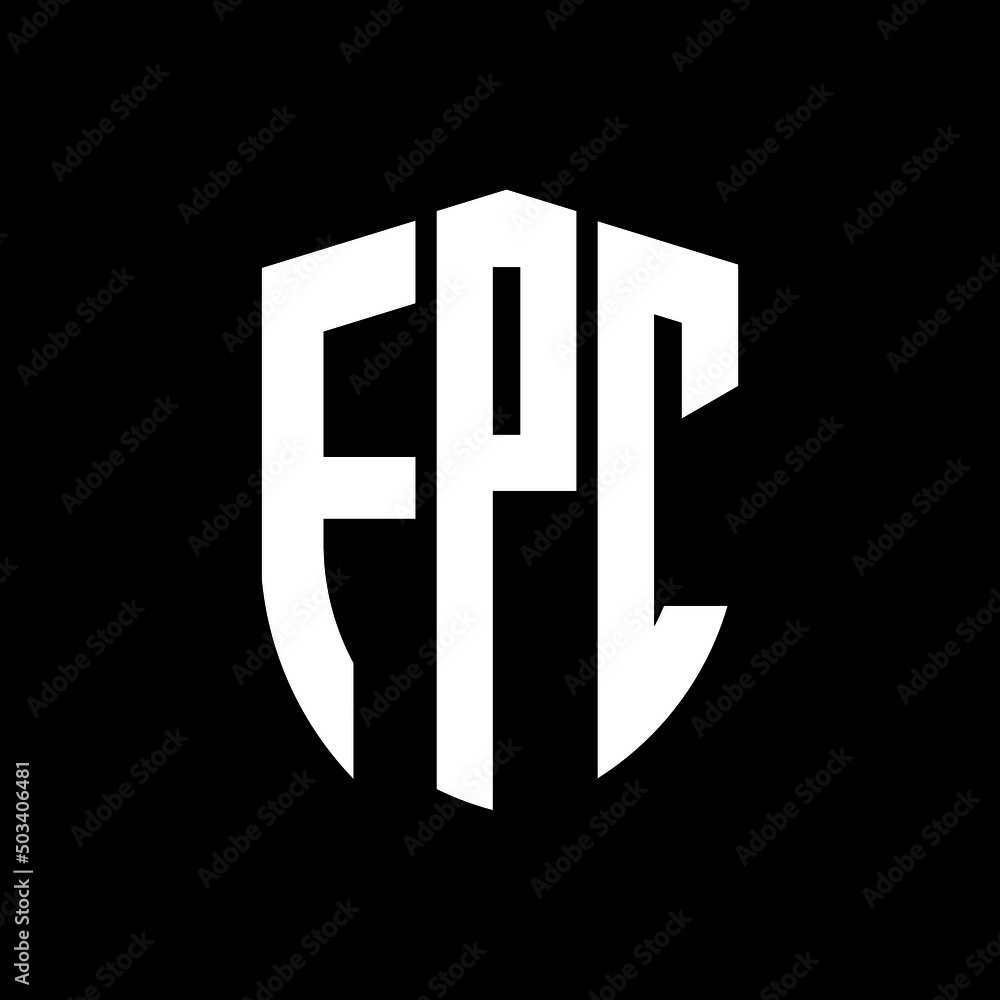 FPC letter logo design. FPC modern letter logo with black background ...