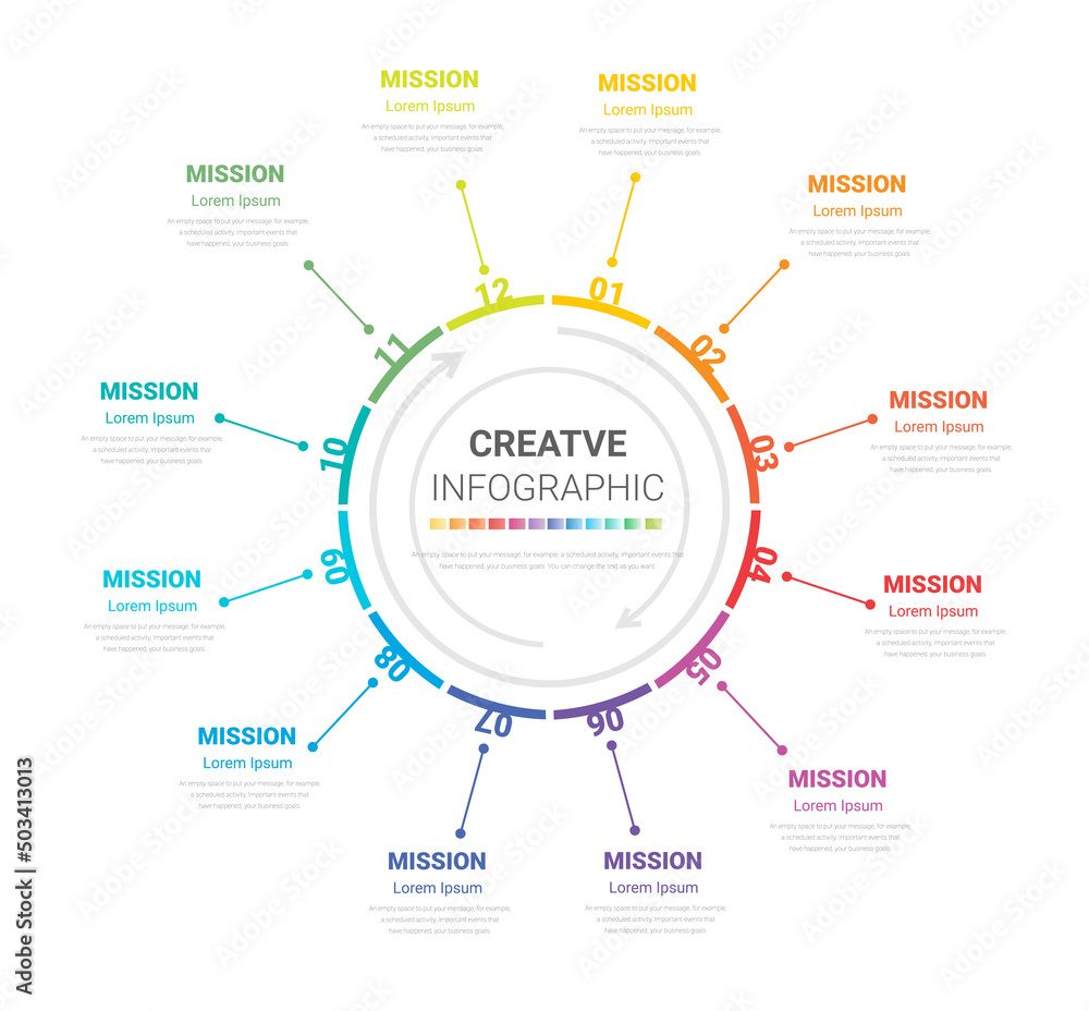 Infographic elements half circle design for 12 options, steps or ...