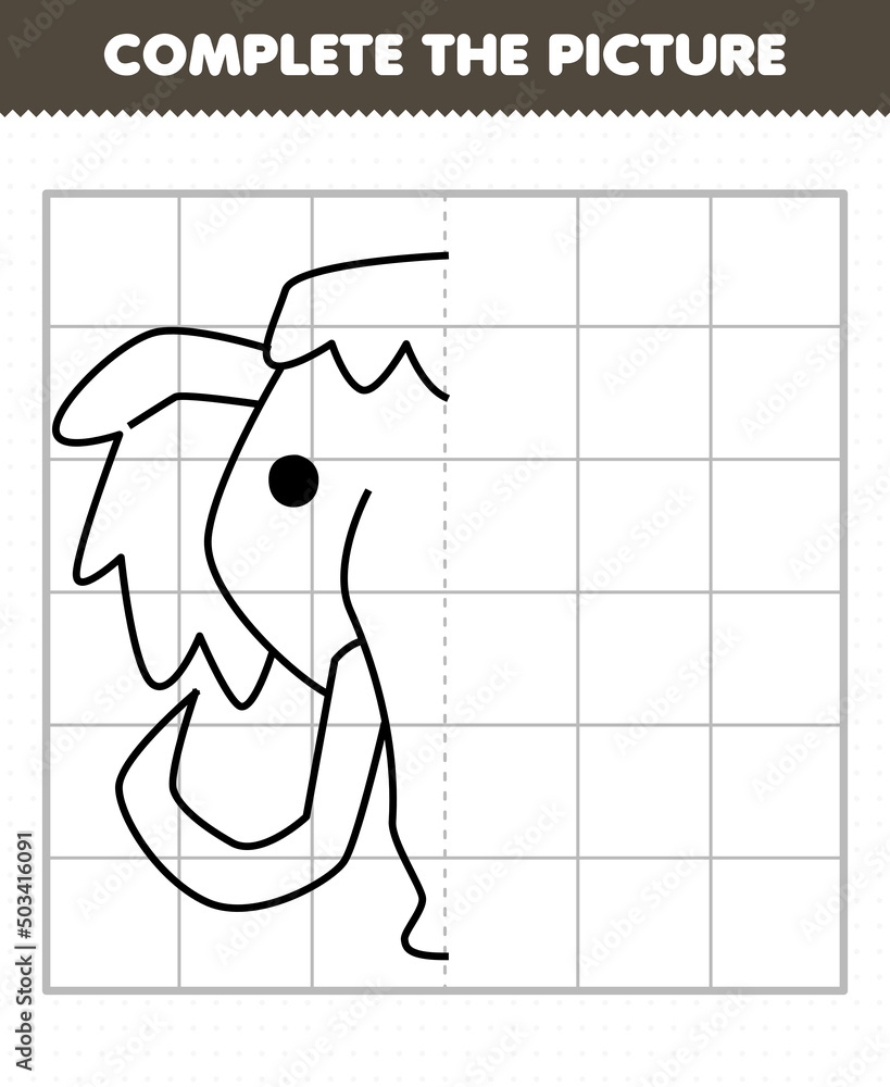 Education game for children complete the picture cute cartoon ...