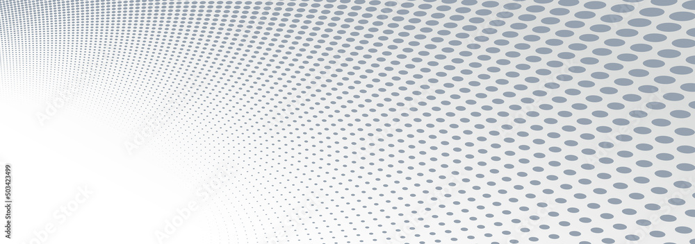 Grey dots in 3D perspective vector abstract background, dotted pattern ...