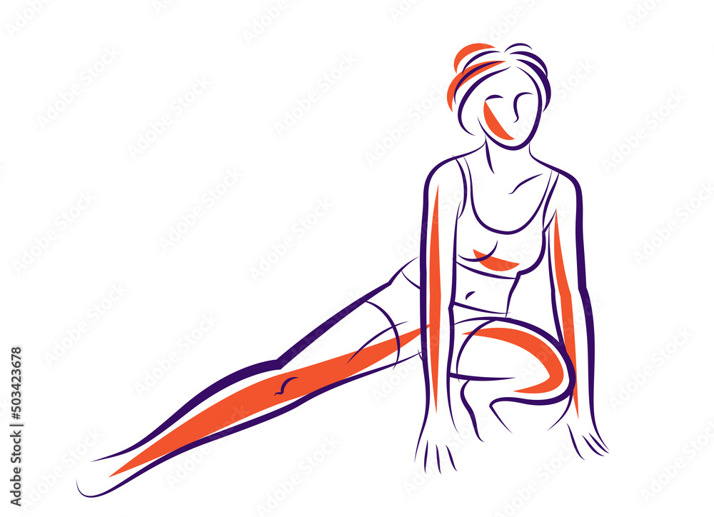 Young attractive woman with perfect muscular body training vector ...
