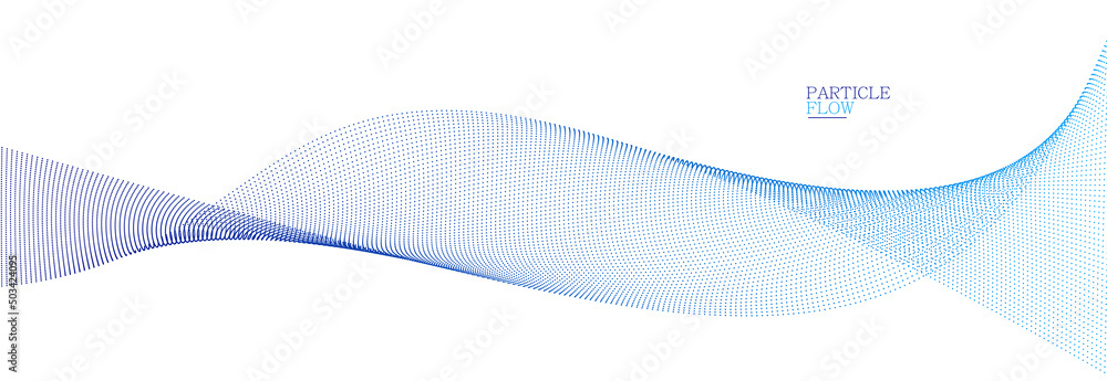Blue dots in motion vector abstract background, particles array wavy ...