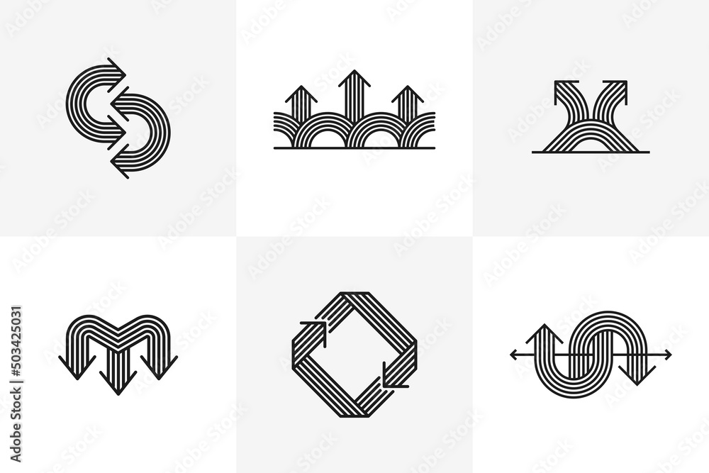 Arrow vector original logos set isolated, pictogram symbol of double ...
