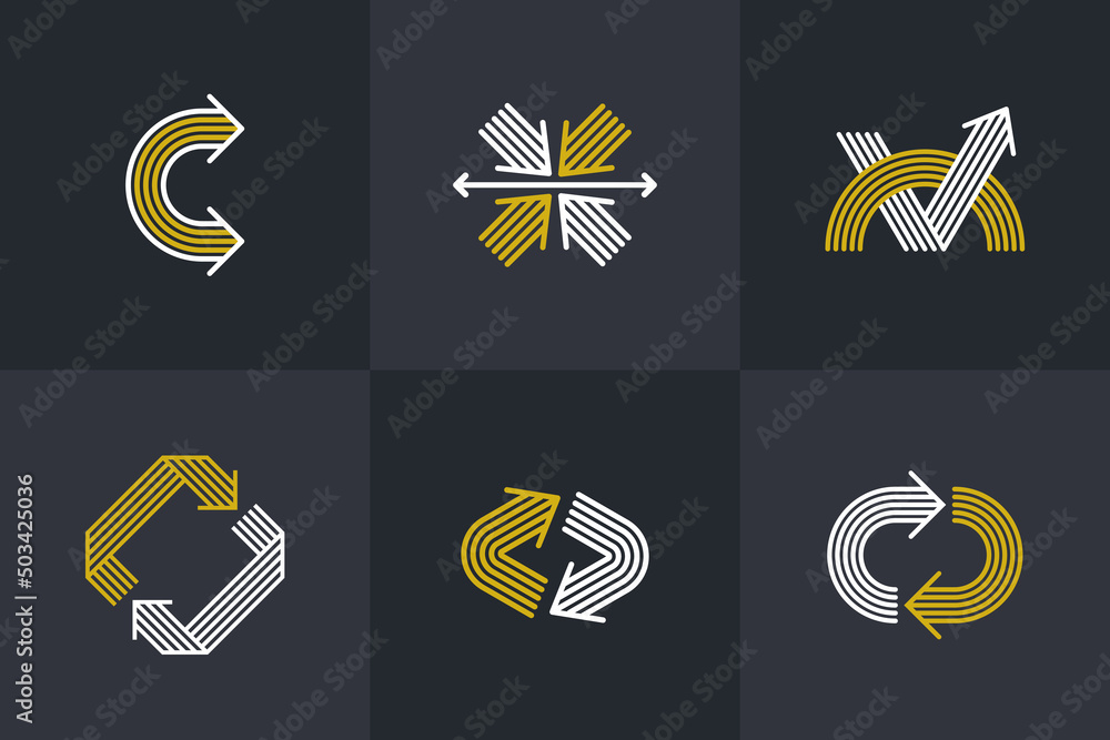 Arrow vector original logos set isolated, pictogram symbol of double ...
