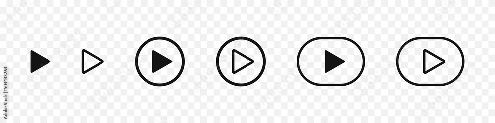 Play. Play button isolated flat vector icons. Video player button set ...