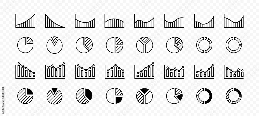 Growing graph. Growing graph bar flat linear icon collection ...