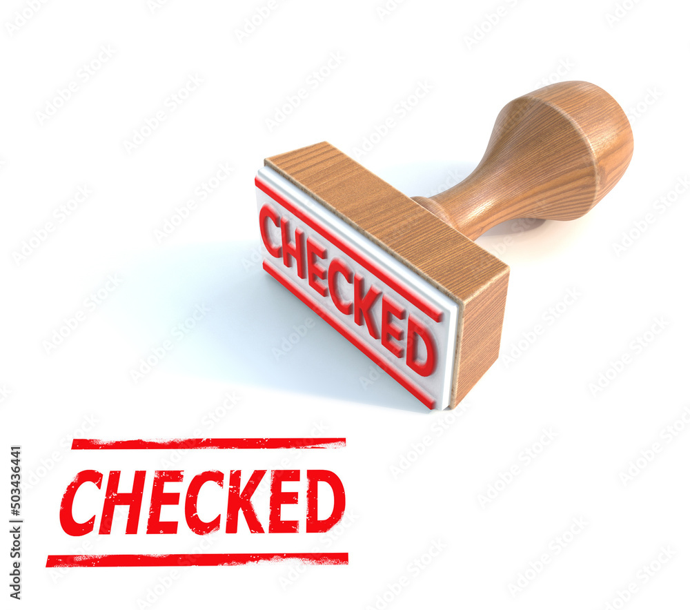 Checked rubber stamp 3d rendering Stock Illustration | Adobe Stock