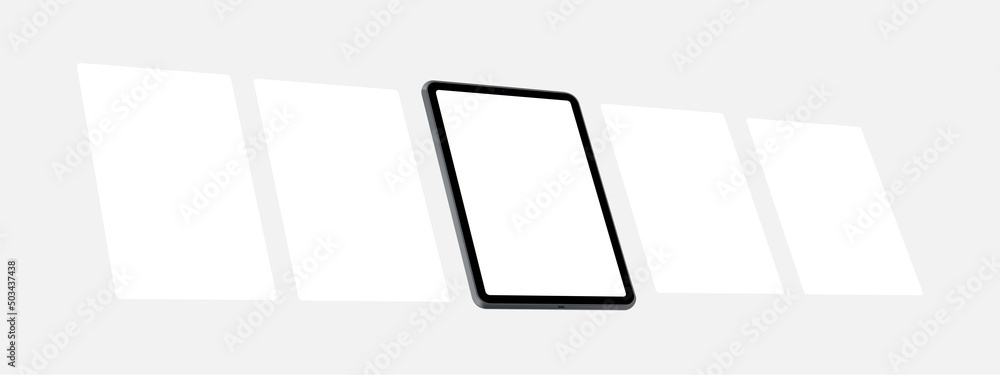 Black Tablet Mockup with Blank Wireframing Web Screens, Side ...