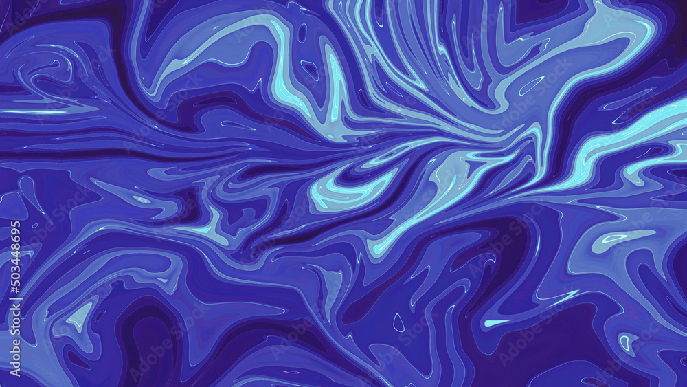 Liquid-looking ink, bright psychedelic texture, blue colors, smeared ...