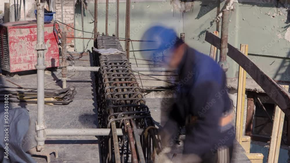 Steel bar rebar metal framework reinforcement for concrete at ...