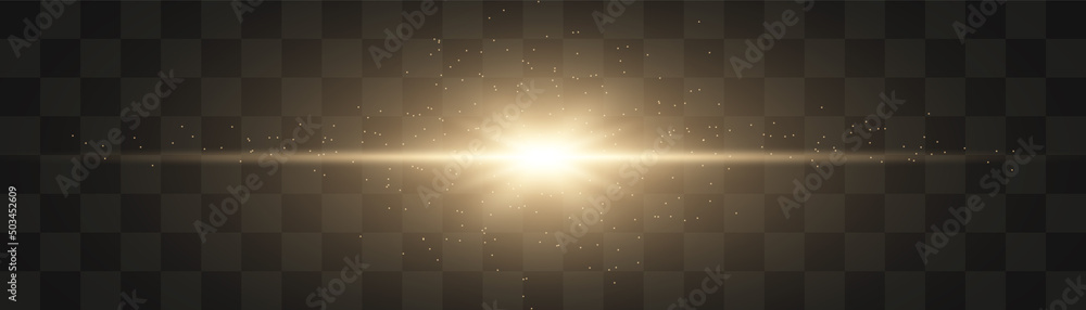 Bright gold flashes, lights and sparks on a transparent background ...