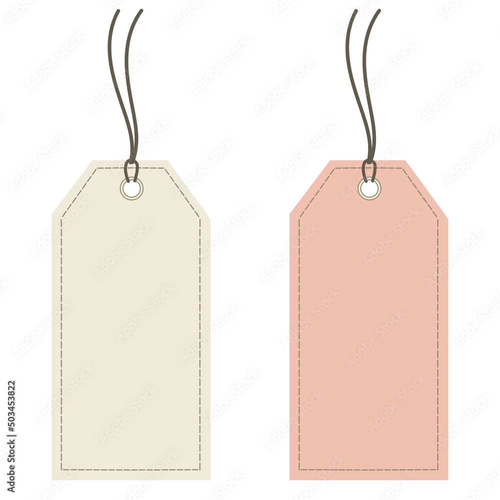 tag Horizontal Angled Hangtag Seam Beige With String And Shadow price ...