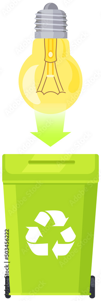 Waste electrical and electronic equipment. Used light bulb for ...