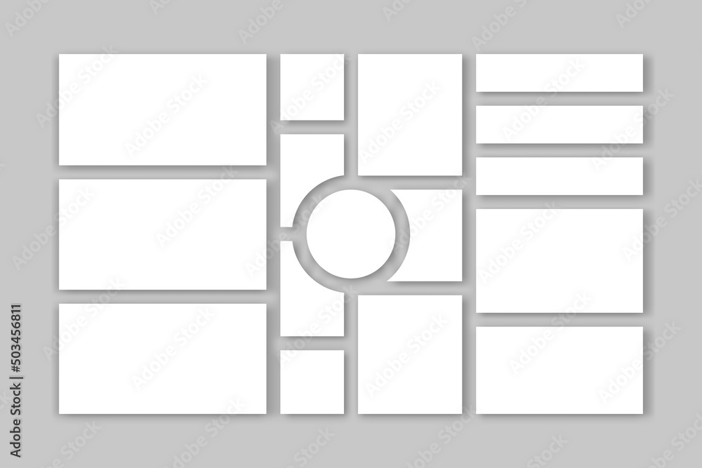 Collage layout. Moodboard template. Photo mood board grid. Photo frames ...
