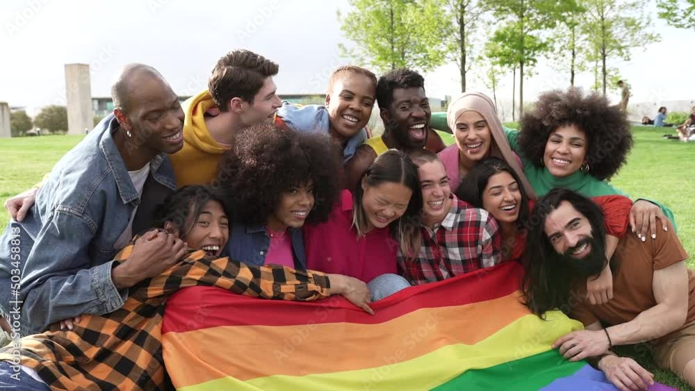large group Young diverse people of different gender and sexual ...
