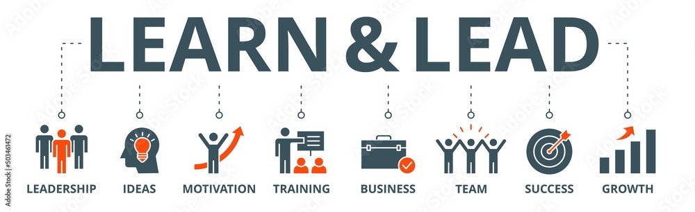 Learn and lead banner web icon vector illustration concept with icon of ...