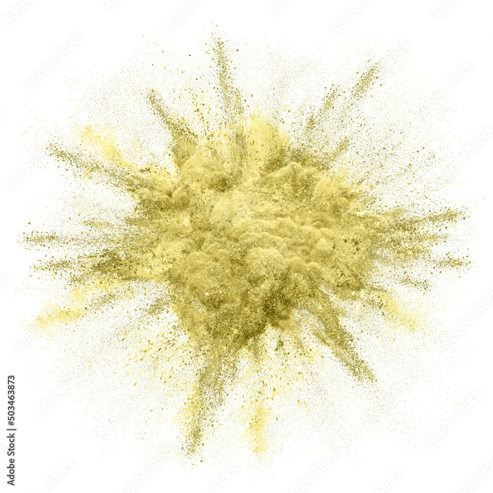 Gold glitter explosion, golden powder splash or sparkling glow ...