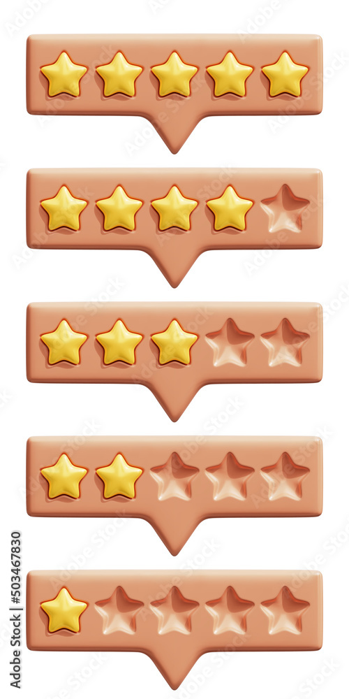 Set of rating stars. Golden reviews stars on tooltip UI elements ...