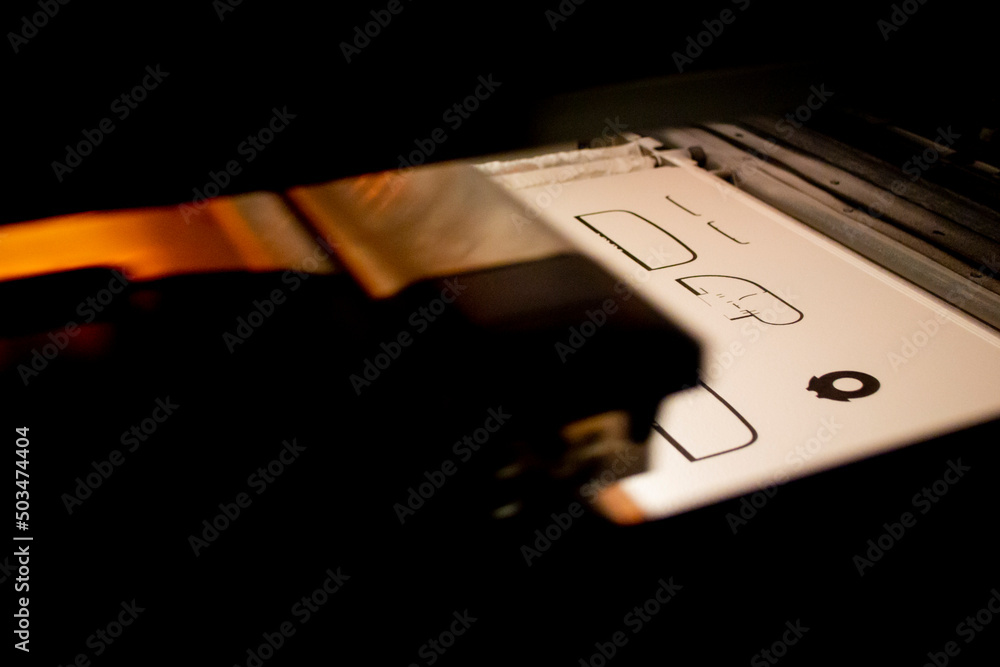 Industrial powder 3D printer printing process close-up. Multi Jet ...