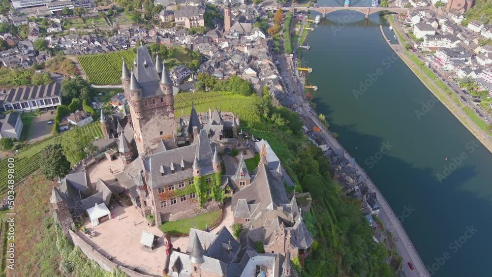 Cochem, Germany: Aerial view of Cochem Imperial Castle (Reichsburg ...