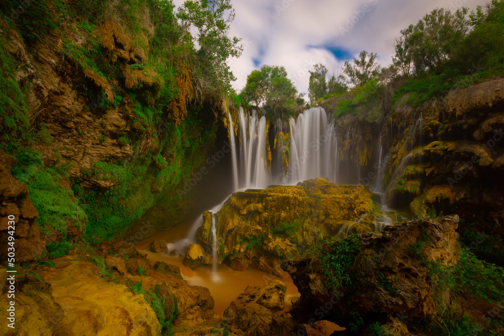 Yerkopru Waterfall and canyon on Goksu River is located in a small town ...