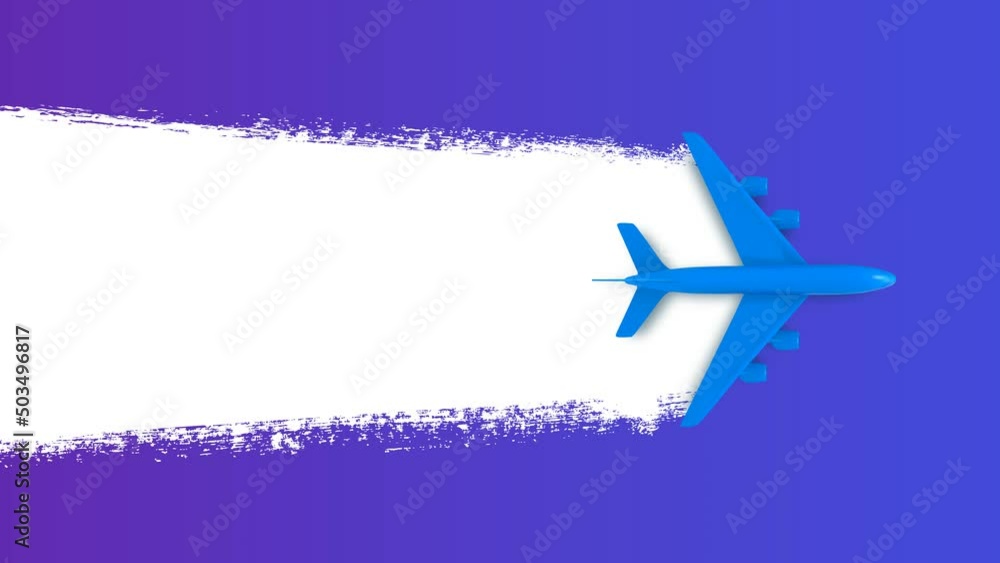Flying plane.Banner for travel and summer holidays .White streak of ...