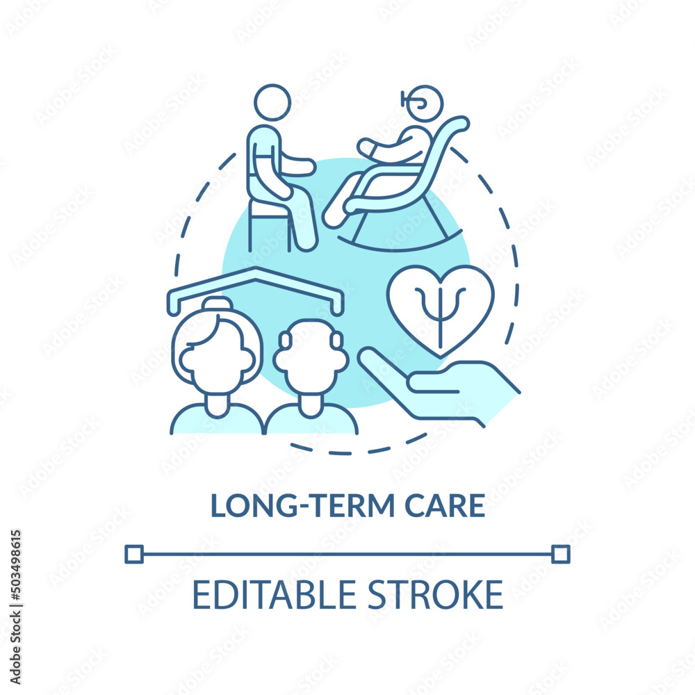 Long term care turquoise concept icon. Service for mental health. Trend ...
