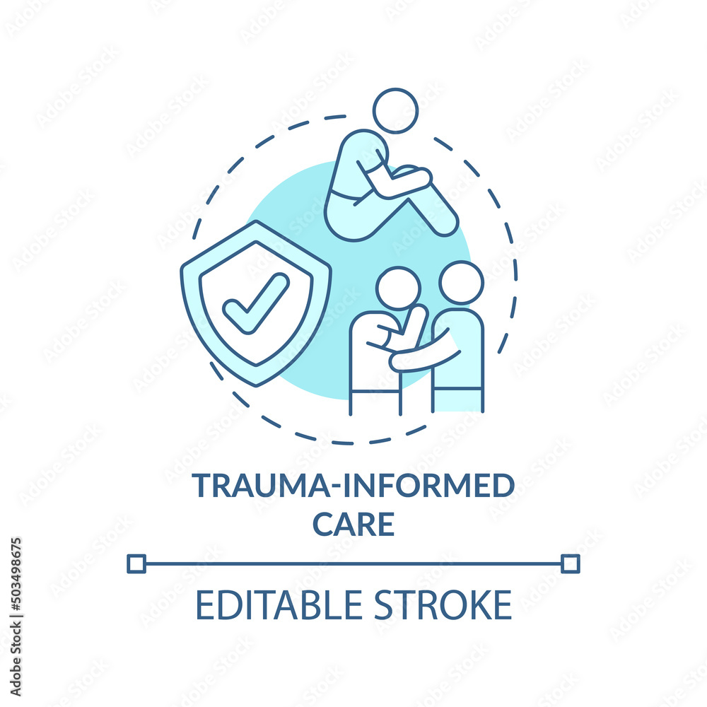 Trauma informed care turquoise concept icon. Patient healing. Mental ...