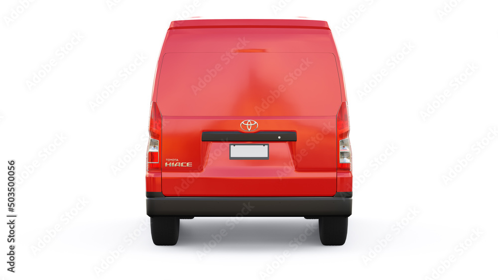 Tokyo, Japan. April 12, 2022: Toyota Hiace. Red commercial van for ...