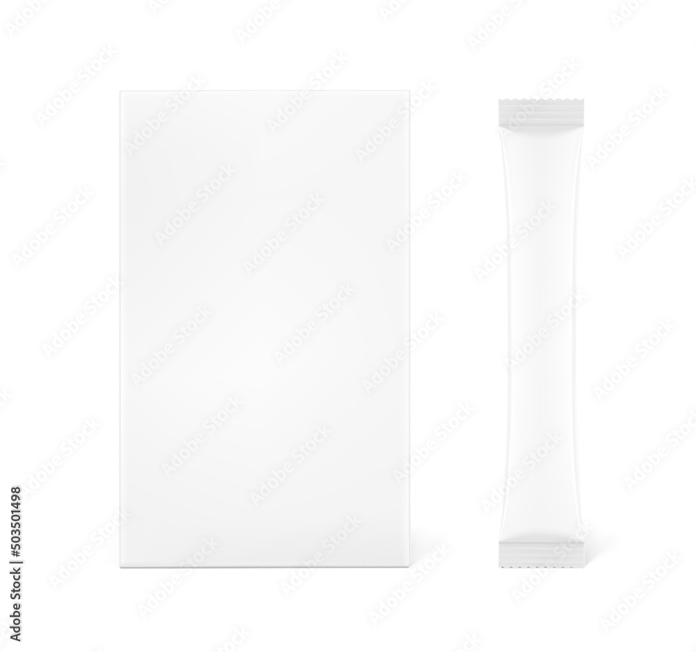 Universal blank cardboard box with stick mockup. Frontal view. Vector ...