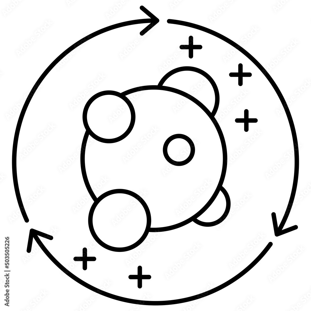 Simple linear icon of a lipid molecule in a circular arrow with plus ...