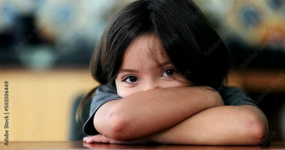 Cute happy little girl eyes portrait looking at camera adorable kid ...