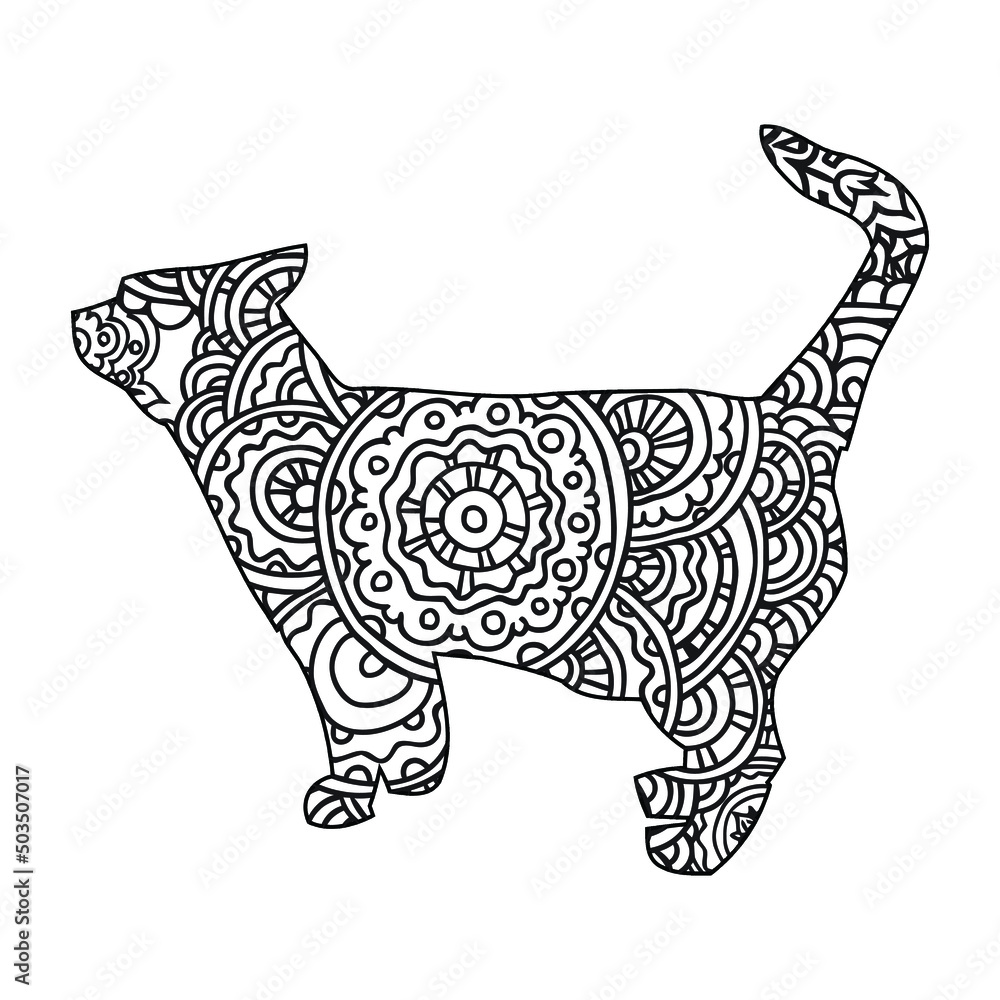 Mandala Cat Coloring Page For Kids Stock Vector | Adobe Stock