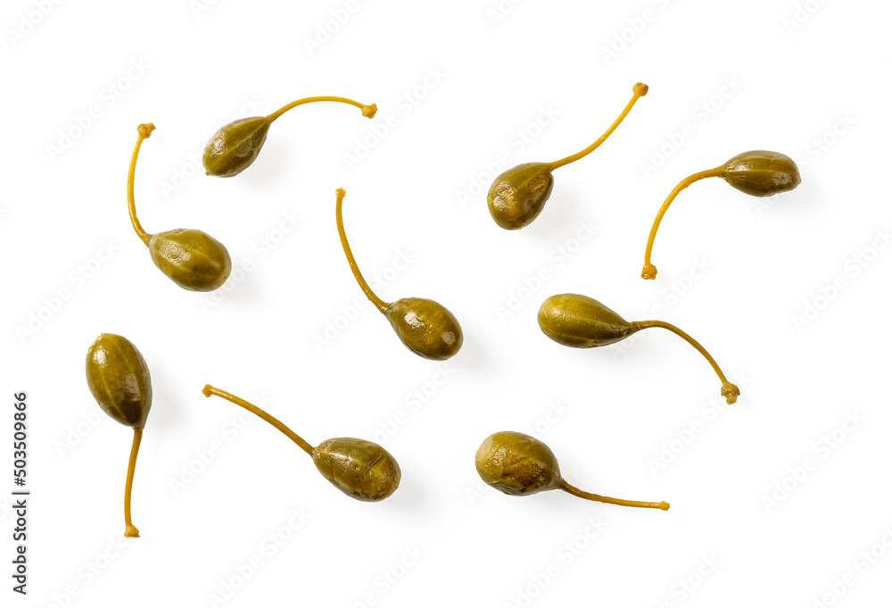 Set of pickled caper berries isolated on white background. Cutout of ...
