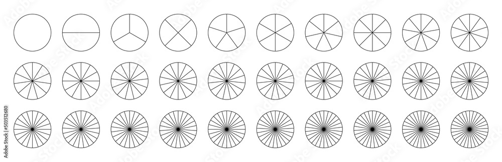 Pie of circle. Chart with segments. Round pie with divide and 29 ...