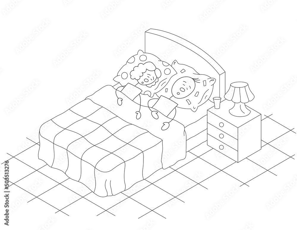 funny stick figure drawing of a man and a woman lying on the bed and a ...