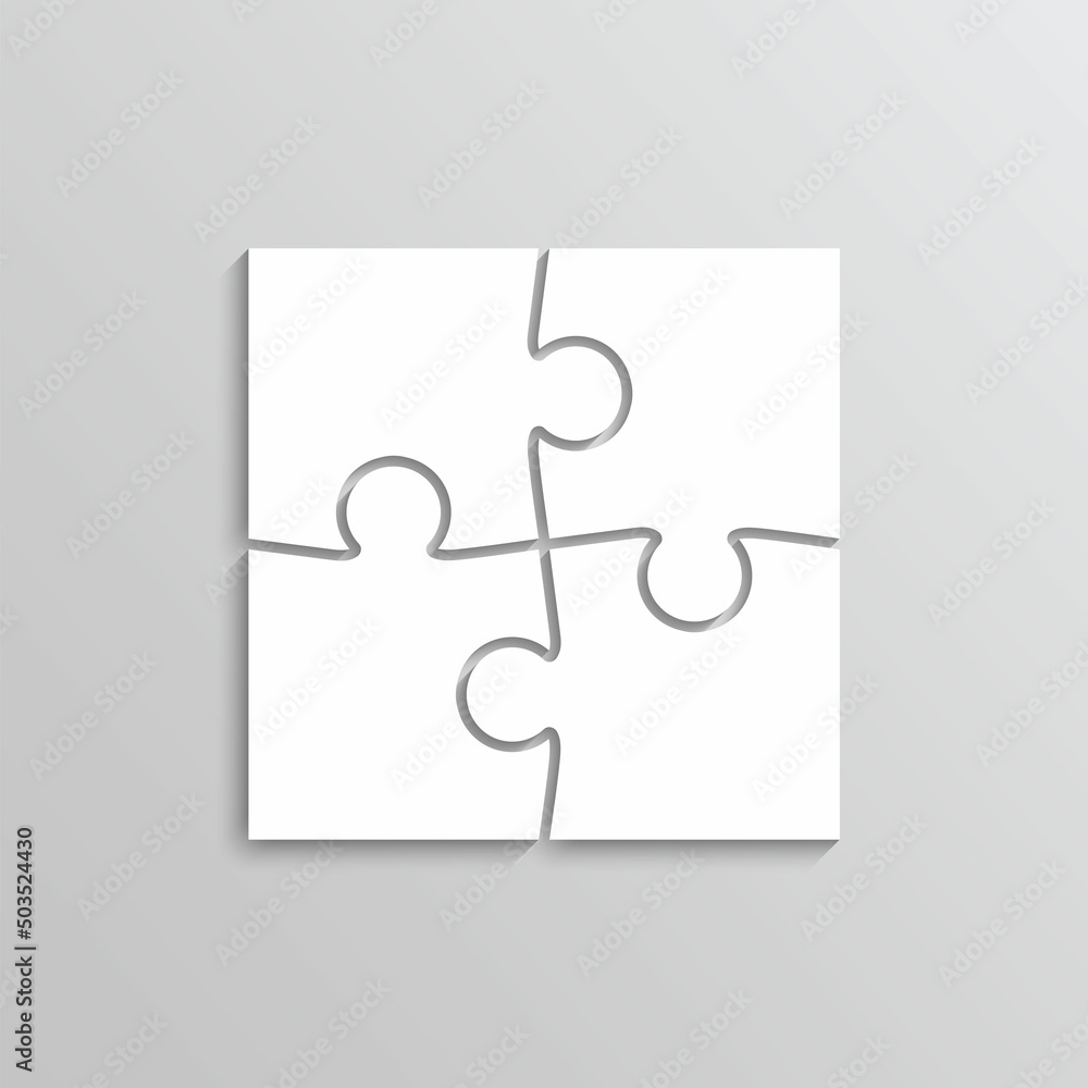 Puzzle grid template. Laser cut template with 4 details. Jigsaw pieces ...