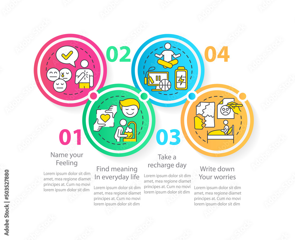 Vetor de Improving mental health circle infographic template ...