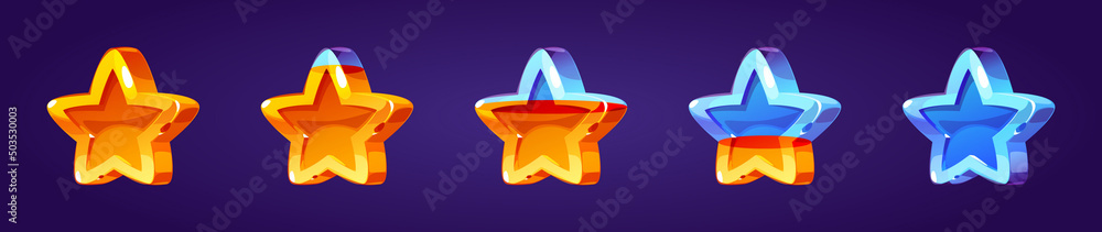 Set of stars, game score elements from full to empty row. Ui or gui ...