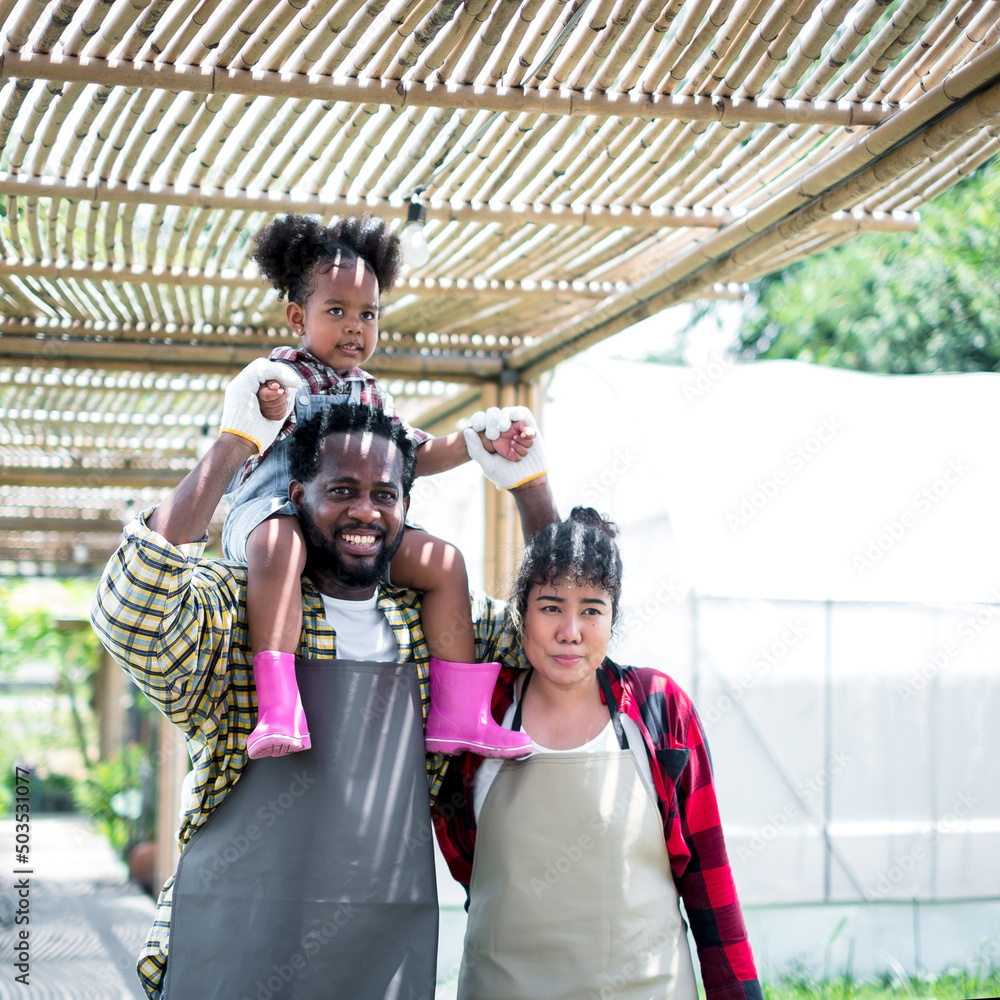 Portrait of happy family African Village Couple with their Baby Girl ...