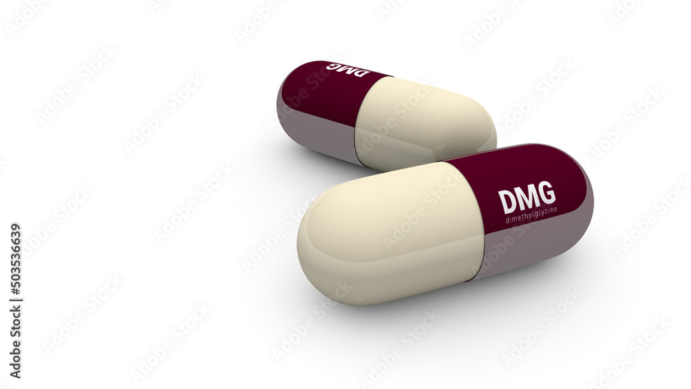 Capsules with biologically active additives on a white background. The ...