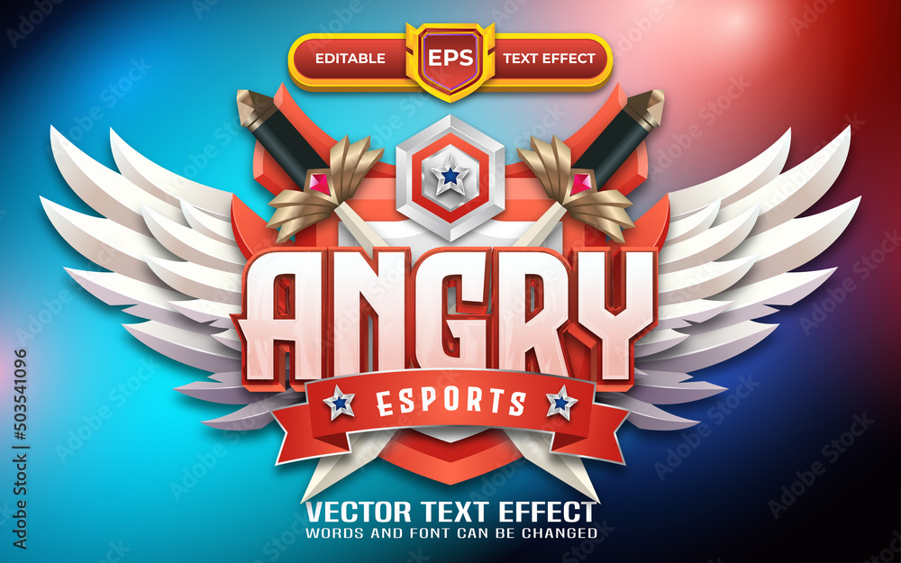 Angry 3d game logo with editable text effect Stock Vector | Adobe Stock