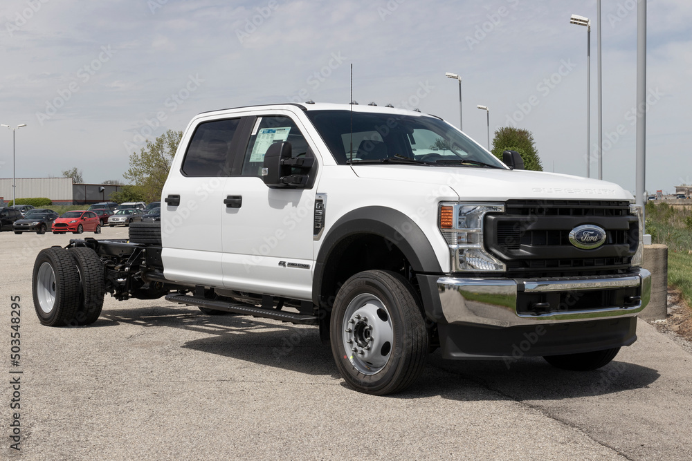 Ford F-550 Super Duty Chassis Cab display at a dealership. The Ford ...